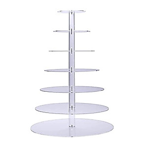 ZXJJ 3/4/5/6 Tier Clear White Round Cup Cake Stand Acrylic Cupcake Stand Supplies Display Tower Wedding Birthday Party Decoration (5 Tiers)