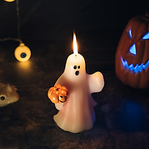 GUTE Ghost Skeleton Blood Candles - Bleeding Dripping Red Wax, Skeleton Skull Candle, Magic Skulls Gothic Spooky Candlestick Spooky Ghost Bar Decoration, Bleeding Candle (Ghost 1 Piece)