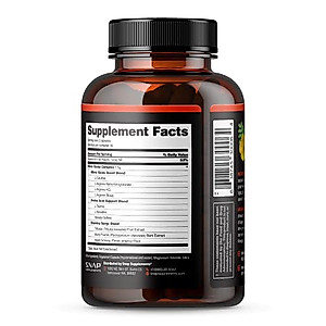 Snap Supplements Nitric Oxide Booster Pre Workout, Muscle Builder, 1500mg L Arginine L Citrulline Formula, Nitric Oxide Supplement for Men, Improve Blood Flow & Circulation (90 Count)