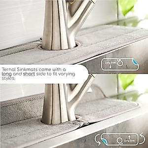 Ternal Sinkmat for Kitchen Faucet, Original Design, Absorbent Microfiber Fabric, Machine Washable Splash Guard & Drip Catcher For Around Faucet Handle [Grey, Standard, 1 Pack]