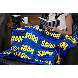 JUST FUNKY Jeopardy Game Board Large Fleece Throw Blanket | Jeopardy Board Design Soft Blankets and Throws | Official Jeopardy Throw Blankets | Measures 60 x 45 Inches