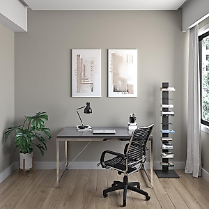 Euro Style Black Bungie/Aluminum Allison Rolling Office Chair - Modern High Back Adjustable Desk Chair with Wheels/Armrests for Work, Study, Gaming