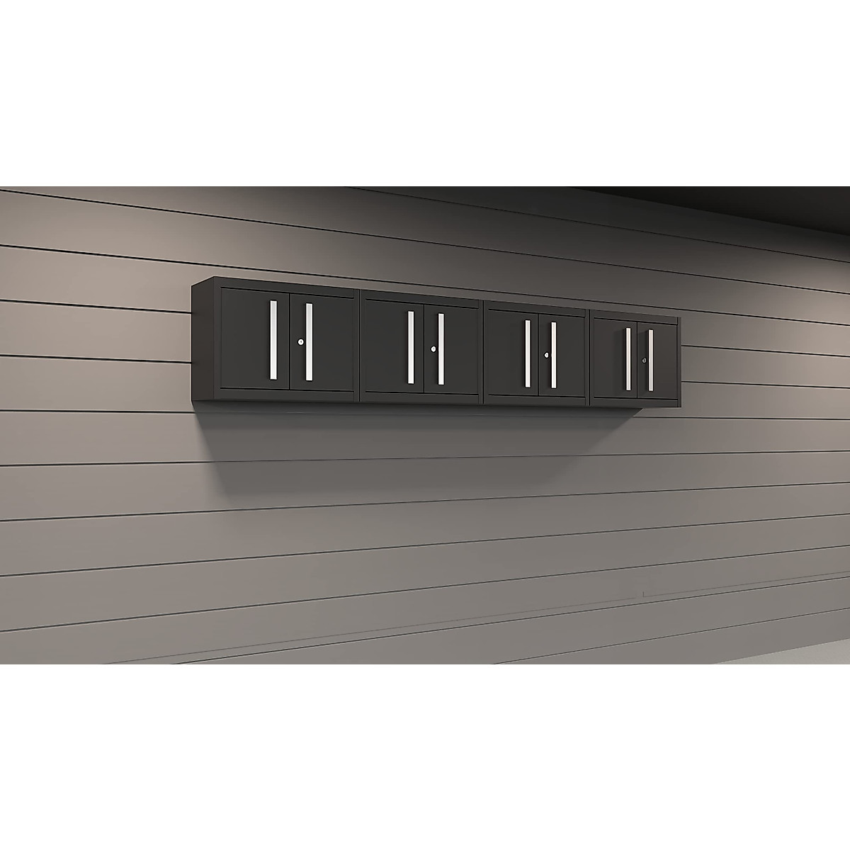 Crownwall Pro Series Fully Assembled Wall Cabinet, Garage Storage, Home Organizer Storage System (Black with Silver Handles)