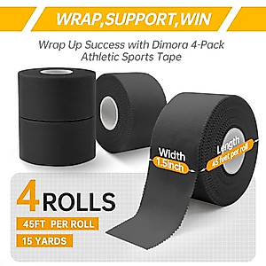 Dimora Black Athletic Tapel and Pre-wrap Tape - No Sticky Residue, Easy Tear Athletic Tapes & Wraps, Gymnastics Tape for Athletes, Customizable Support and Skin-Friendly Comfort