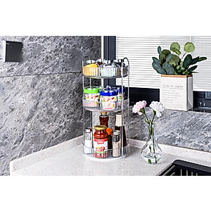 Niluks 360 Rotating Makeup Organizer for Vanity, Large Capacity Spinning Perfume Organizer, Bathroom Organizer, Cosmetic Skincare Holder Organizer for Countertop (Silver Clear, 3 Tier)