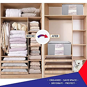 Cube Vacuum Storage Space Bags / Storage Bag Totes with Reusable Cubic Vacuum Compressed Space Saver Bags. Large Capacity Bedroom and Closet Organizing System that Protects Your Comforters, Clothing, Bedding, & More! (X-Jumbo Bundle) (Gray - Set of 5)