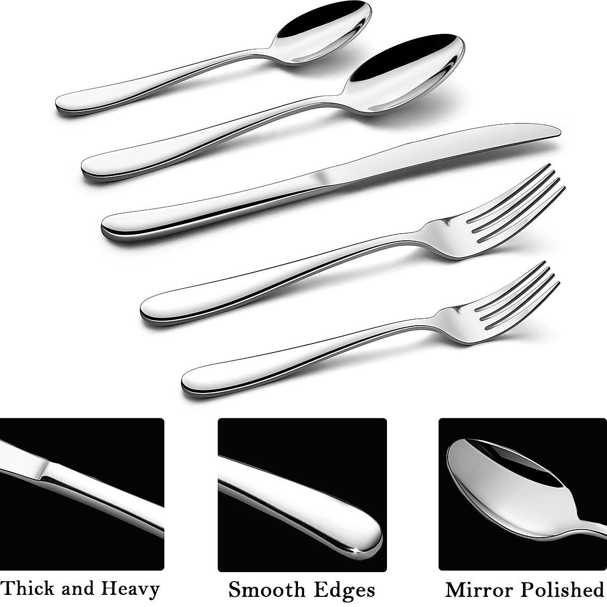 Heavy Duty Silverware Set with Serving Utensils, HaWare 45 Pieces Stainless Steel Flatware Set, Heavy Weight Eating Utensils Tableware for 8, Modern Cutlery for Home, Dishwasher Safe, Mirror Polished