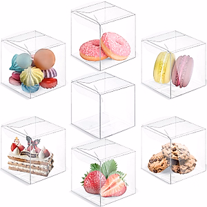200 Pcs Clear Favor Boxes Plastic Gift Boxes Small Clear Box Transparent Wedding Favor Boxes Square Clear Treat Boxes for Wedding Birthday Party Baby Shower Bridal Shower, 2 x 2 x 2 Inch