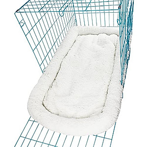 Long Rich HCT ERE-001 Super Soft Sherpa Crate Cushion Dog and Pet Bed, White, By Happycare Textiles, Standard style, 24 x 18 inches