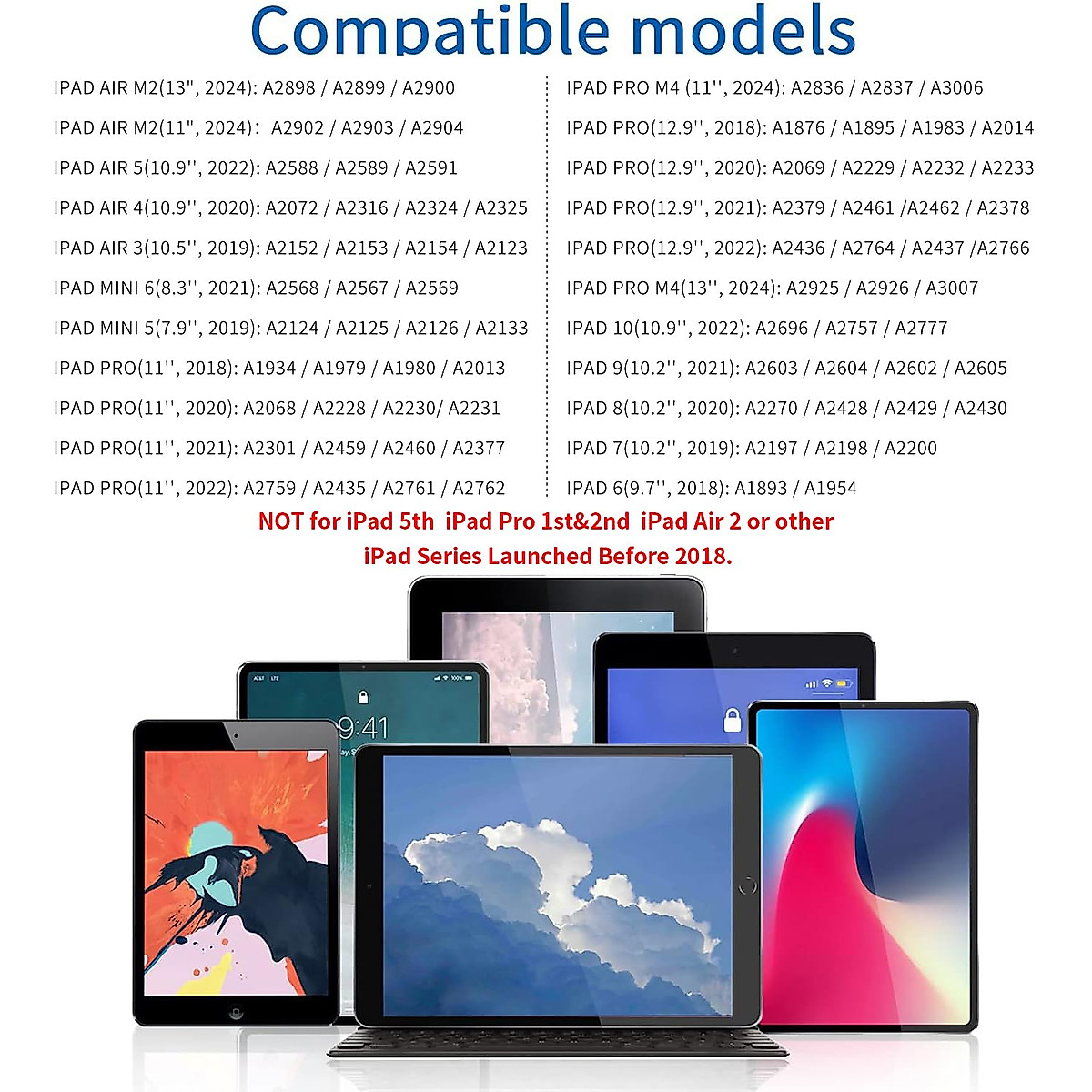 Stylus Pencil for Apple iPad Air 2024 11/13 inch M2, iPad Pro 13/12.9/11-inch, iPad Air Pencil 6/5/4/3th Generation, iPad Pro Pencil 3/4/5/6th Generation, Compatible (2018-2024) with Fast Charge