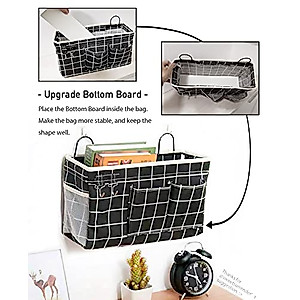 Kanrichu 2pcs Large Wall Hanging Organizer Bag, Linen Fabric Door Hanging Storage Baskets with Pockets, Waterproof Bin for Kitchen, Bedroom, Office, RV Camper (Gray)