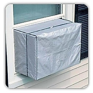 Dependable Industries Vinyl Outside Window Unit AC Air Conditioner Cover with Straps Keep Dirt and Dust Out in The Off Season (Silver - 25.5" x 17" x 20.5")