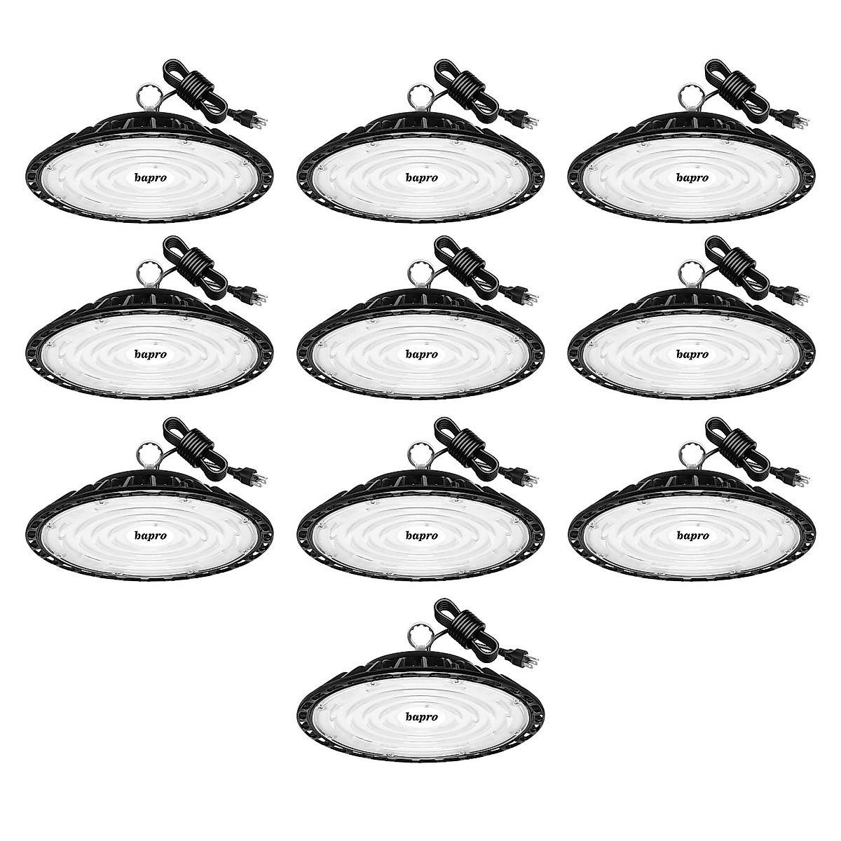bapro 10pack 100W UFO LED High Bay Light, 10000LM 6000K Daylight White Factory Warehouse Industrial Lamp, Ceiling Light LED Commercial Light Workshop Light for Garage Workshop Gym Tunnel Studio