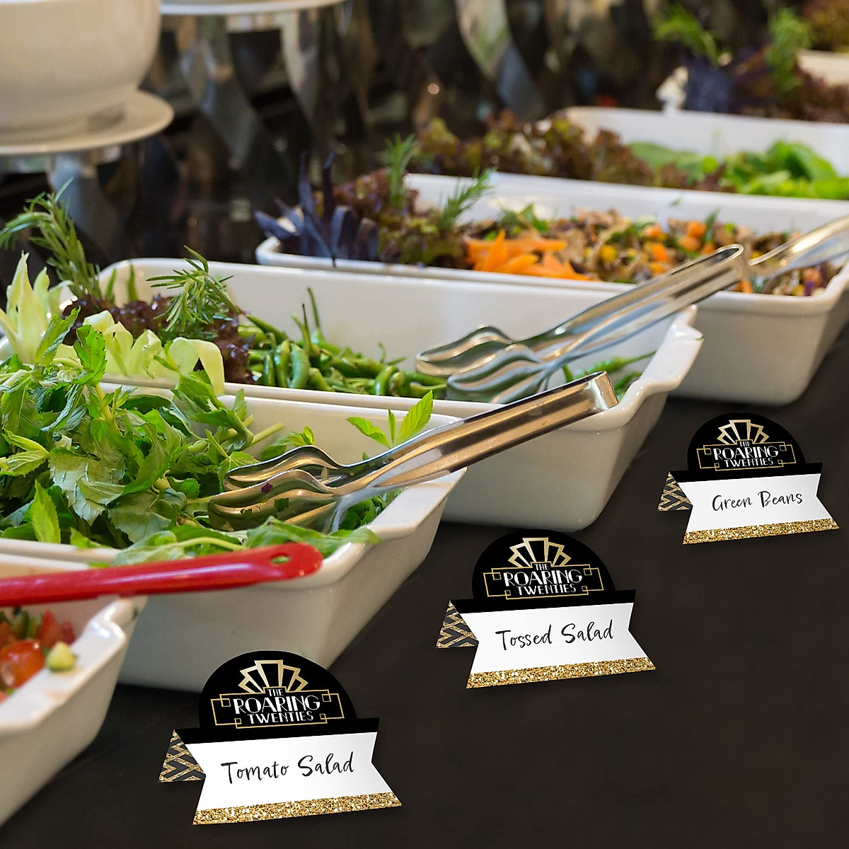 Big Dot of Happiness Roaring 20’s - 1920s Art Deco Jazz Party Tent Buffet Card - Table Setting Name Place Cards - Set of 24