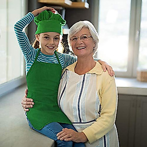 Dapper&Doll Kids Apron and Chef Hat - Gift Set for Boys Girls Ages 4-10 - Green