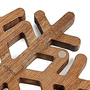 Naturoom Acacia Wood Trivets, Set of 2, Decorative Wooden Kitchen Hot Pads, for Hot Dish, Pan and Tea Pot Holder, Nonslip Coaster. (9.5''L x 8.4''W x 0.6''H)