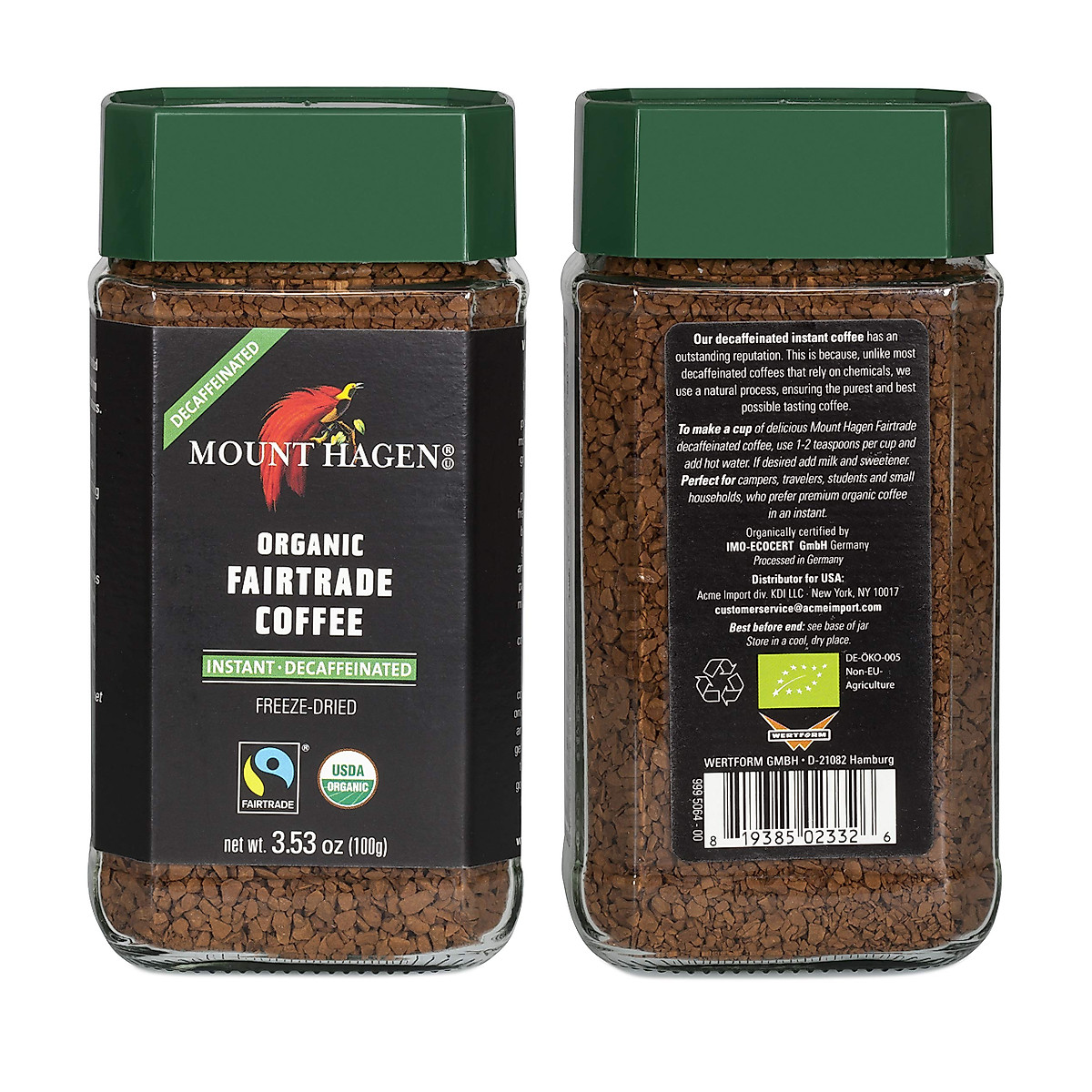 Mount Hagen 3.53oz Organic Freeze Dried Instant Decaf Coffee | Eco ...
