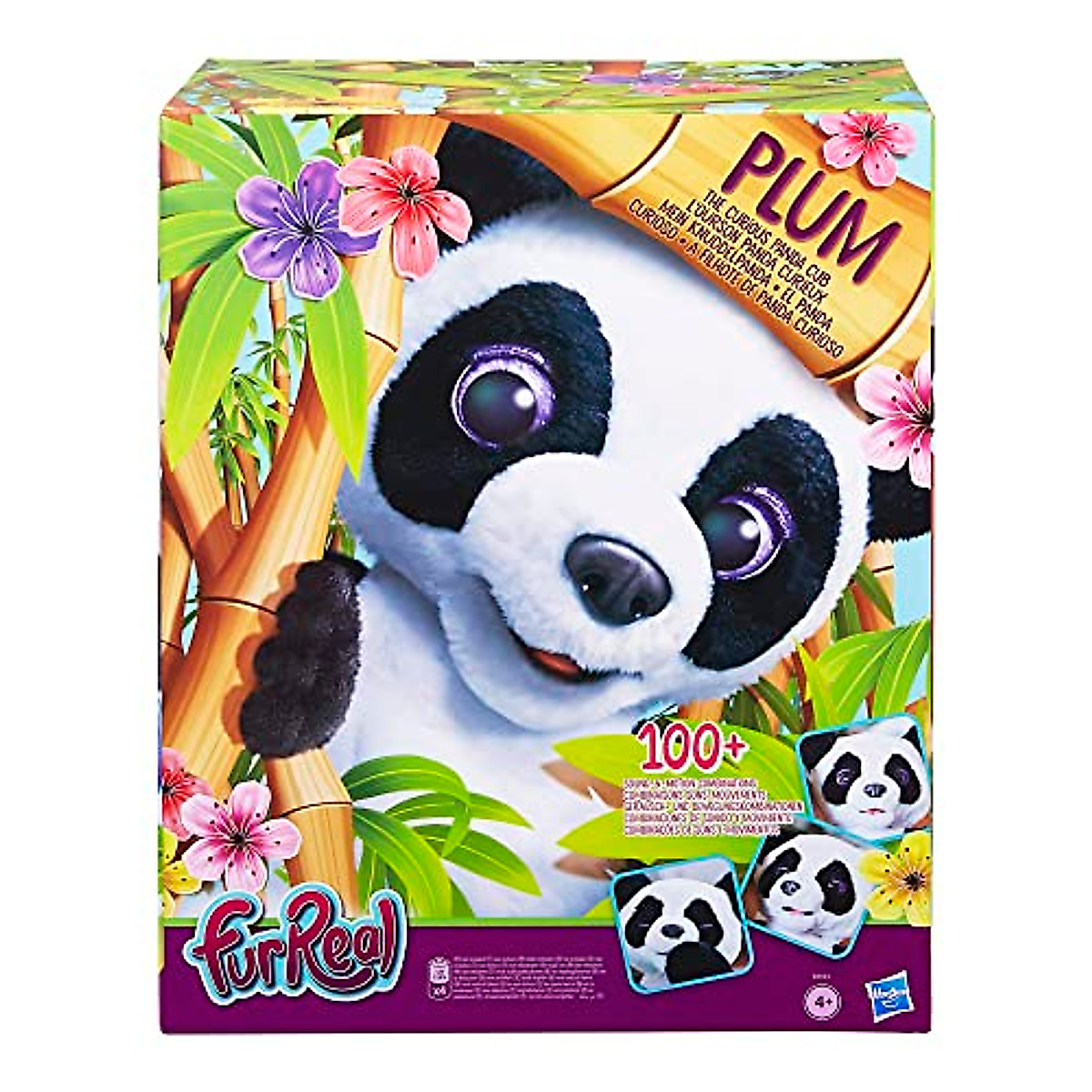 FurReal friends Fur Real Friends Plum, The Curious Panda Cub Interactive Plush Toy, Ages 4 and Up, Black