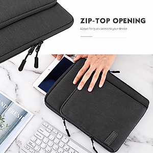 MoKo 12.9 Inch Tablet Sleeve Bag Carrying Case with Pockets Fits 13 Inch New iPad Pro M4 & Air M2 2024, iPad Pro 12.9 M2&M1, Surface Laptop Go 12.4", Galaxy Tab S8+/S9+ 12.4", Black & Gray