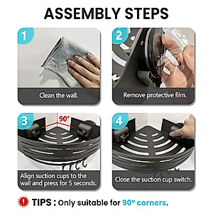 JIPORIER Corner Shower Caddy Suction Cup with 8 Hooks & 1 Towel Bar, 2 Pack Shower Shelves for Inside Shower, NO-Drilling Shower Organizer, Rustproof Shower Caddies Storage