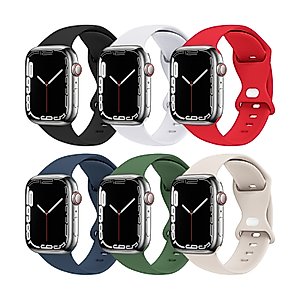 THWALK 6 Pack Bands Compatible with Apple Watch Band 40mm 41mm 42mm 44mm 45mm 46mm 49mm iWatch Silicone Band Ultra 2/Ultra SE Series 10/9/8/7/6/5/4 for Women Men (40/41/42mm S/M, Black/White/Red/Abyss Blue/Clover/Starlight)