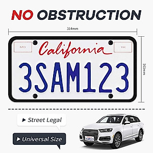 Aujen Silicone License Plate Frames,2 Pack Black Side-Opening License Bracket Holder with Easy Installation, License Plate Frame Without Obstruction.Rustproof, Rattle Proof & Weatherproof Universal