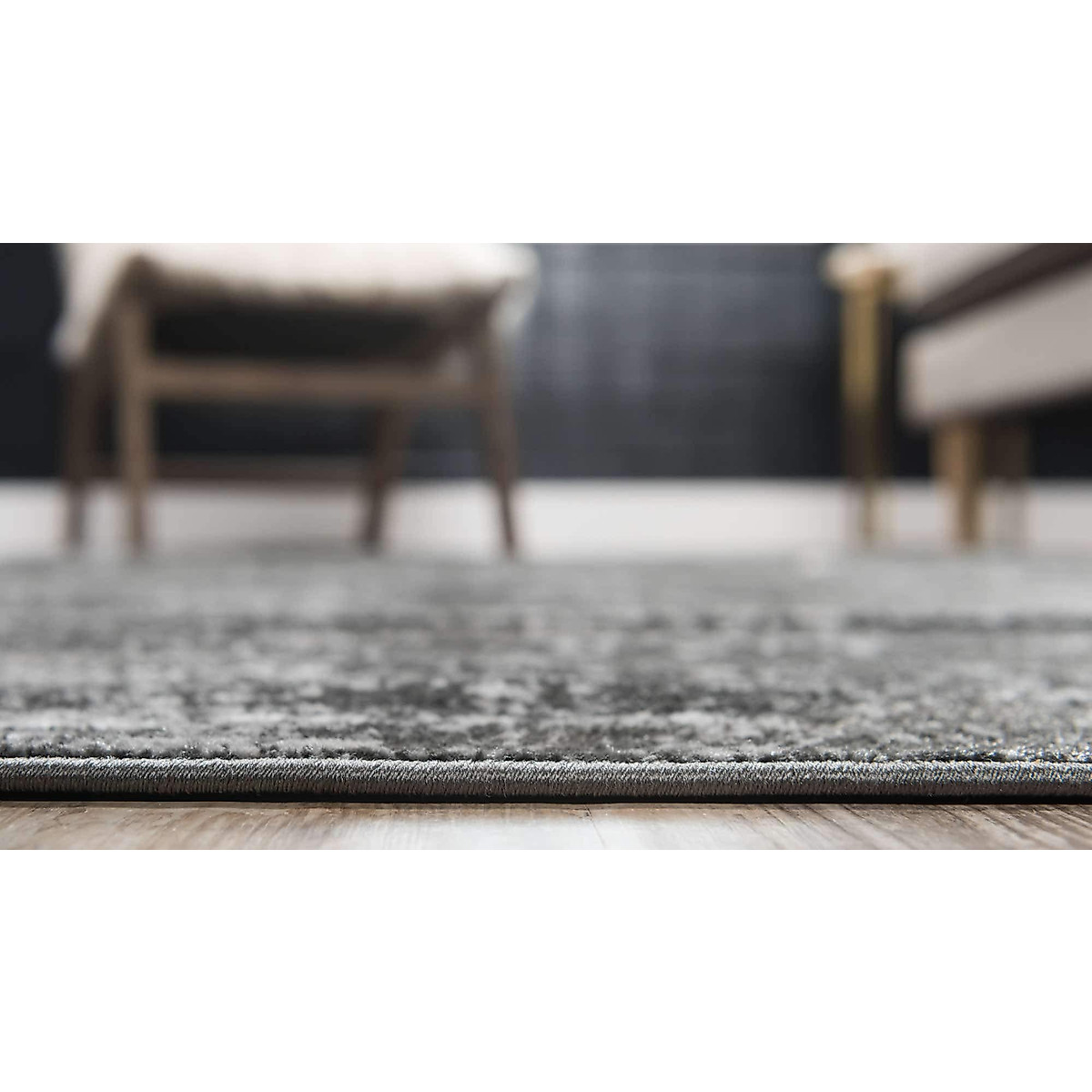 Unique Loom Sofia Collection Area Rug - Casino (6' 1" x 9' Rectangle, Dark Gray/ Ivory)