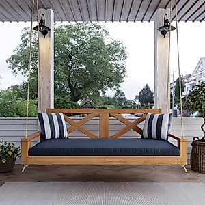 Malvern 6 Foot Wood Porch Swing Bed in Cedar Stain, Amish Handcrafted Daybed Style Swing