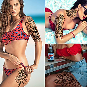 Yazhiji 40 sheets Waterproof Temporary Tattoos Large Flowers Butterfly Collection Temporary Fake Tattoos for Women and Girls Body Art Decoration