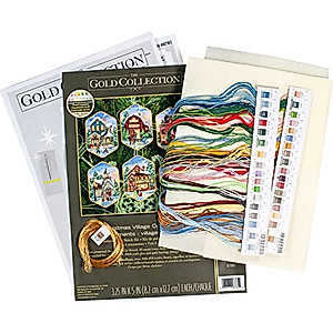 Dimensions Gold Collection Christmas Village Counted Cross Stitch Ornament Kit, 6 pcs