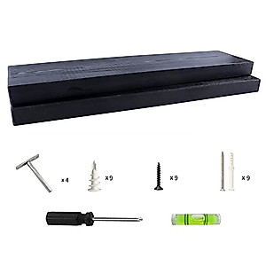 QTSARTISAN Floating Shelf,Wall Shelf,Decor Wall Mounted Shelves,Hanging Shelf Set for Bathroom Kitchen Living,Kitchen,Room Bedroom Storage (24" x 5.9", Black) …