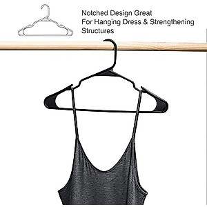HOUSE DAY Black Plastic Hangers 50 Pack, Plastic Clothes Hangers Space Saving, Sturdy Clothing Notched Hangers, Heavy Duty Coat Hangers for Closet, Laundry Hangers for Adult Coat, Suit, Shirt, Dress