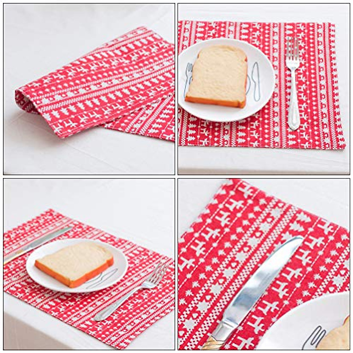 Rustic Placemats Christmas Placemat Table Mats Cotton Burlap Placemats for Kitchen Holiday Table Home Party Decoration Jute Placemat
