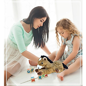 DolliBu Lying Brown Horse Stuffed Animal - Super Soft Plush Horse, Floppy Farm Stuffed Animal, Cute Stuffed Horse Gifts for Girls, Boys, Realistic Horse for Toddler, Kids, and Adults - 10.5 Inches