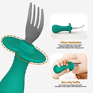 Toddler Forks Baby Forks for Self Feeding, Kids Forks with Silicone Round Handle, Stainless Steel Toddler Utensils Children Safe Silverware Set, Anti-Choke Design, BPA Free Cutlery Set - 4Pcs