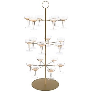 Lavish Home Cocktail Tree Stand - 3-Tier Champagne Tower Holds 18 Stemware Glasses - For Wedding, Shower, or Engagement Party Decorations (Gold)