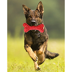 German Shepherd Dog Chew Toys for Aggressive Chewers,Indestructible Beef Flavored Tough Durable Dog Bone Toy Natural Rubber Teeth Cleaning Chews for Large/Medium Dogs
