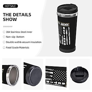 OSUKI Army Retired American Flag Coffee Travel Mug Stainless Steel Straw Travel Tumbler Vacuum Insulated Keep Cold