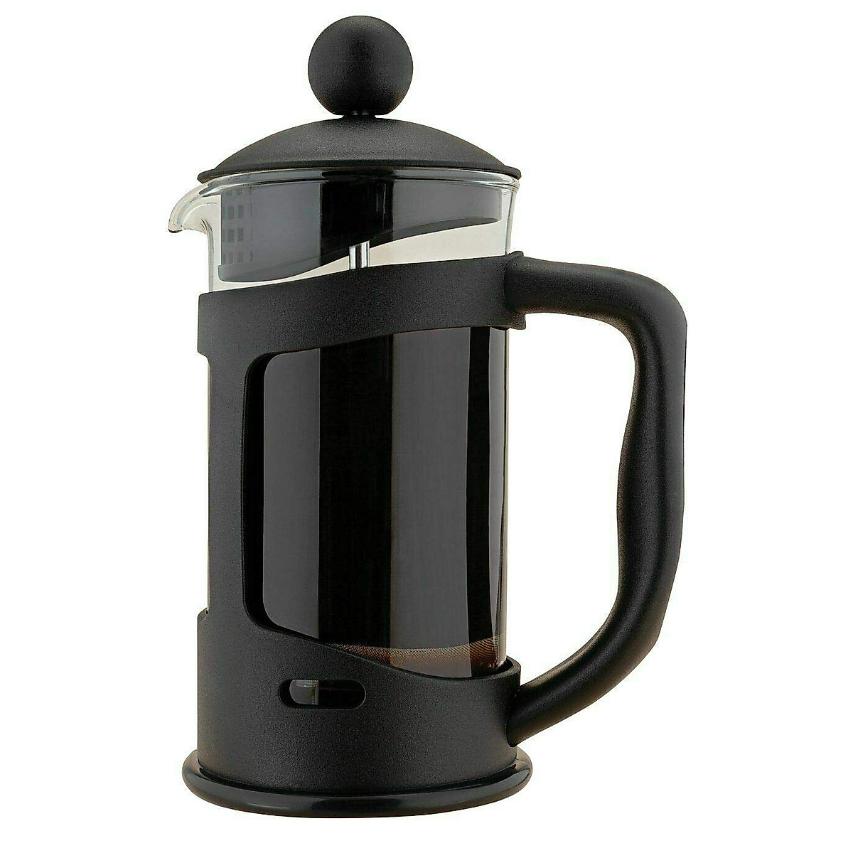 Classic Continental 350ml Black Cafetière – Premium Manual 3 Cup French Press Coffee Maker with Toughened Shockproof Glass Pot and Plunger Filter for Ground Beans Espresso Tea