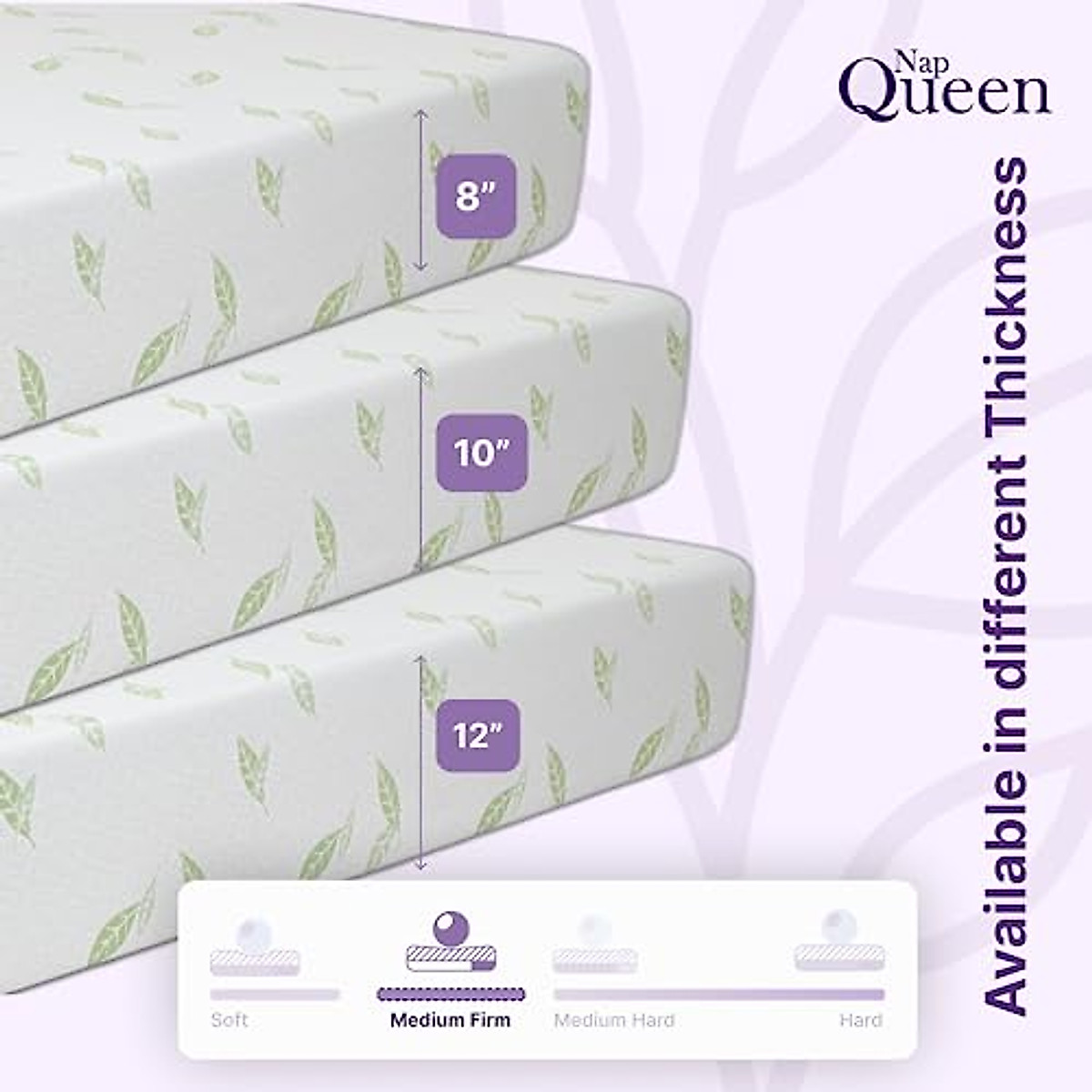 NapQueen King Size Mattress, 6 Inch Anula Green Tea Infused Memory Foam Mattress, King Size Mattress Bed in a Box, CertiPUR-US Certified Mattress