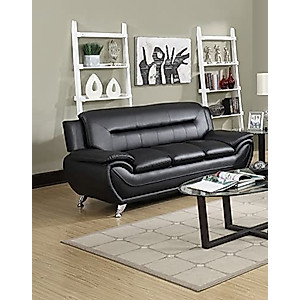 US Pride Furniture Michael Collection Modern Style Faux Leather Couch, Versatile 3 Seater Accent Piece for Living Room, Bedroom or Office, Comfortable Design and Elegant Look, 79" Sofa, Midnight
