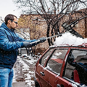 Goplus Snow Roof Rake, Extendable 4.8-20FT Snow Shovel for Snow Removal w/ Aluminum Frame & Anti-Slip Handle, Ideal for Roof Car, 25-Inch Blade