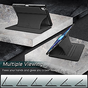 FINTIE CaseBot Magnetic Stand Case for iPad Air 11-inch M2 (2024), iPad Air 5th / 4th Generation (2022/2020) 10.9 Inch - Multiple Angles Shockproof TPU Cover with Pencil Holder - Black