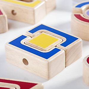 Guidecraft Colorful Nest and Lace Shapes- Wooden Geometric Puzzle Matching and Weaving Game, Toddler Learning & Educational Toys