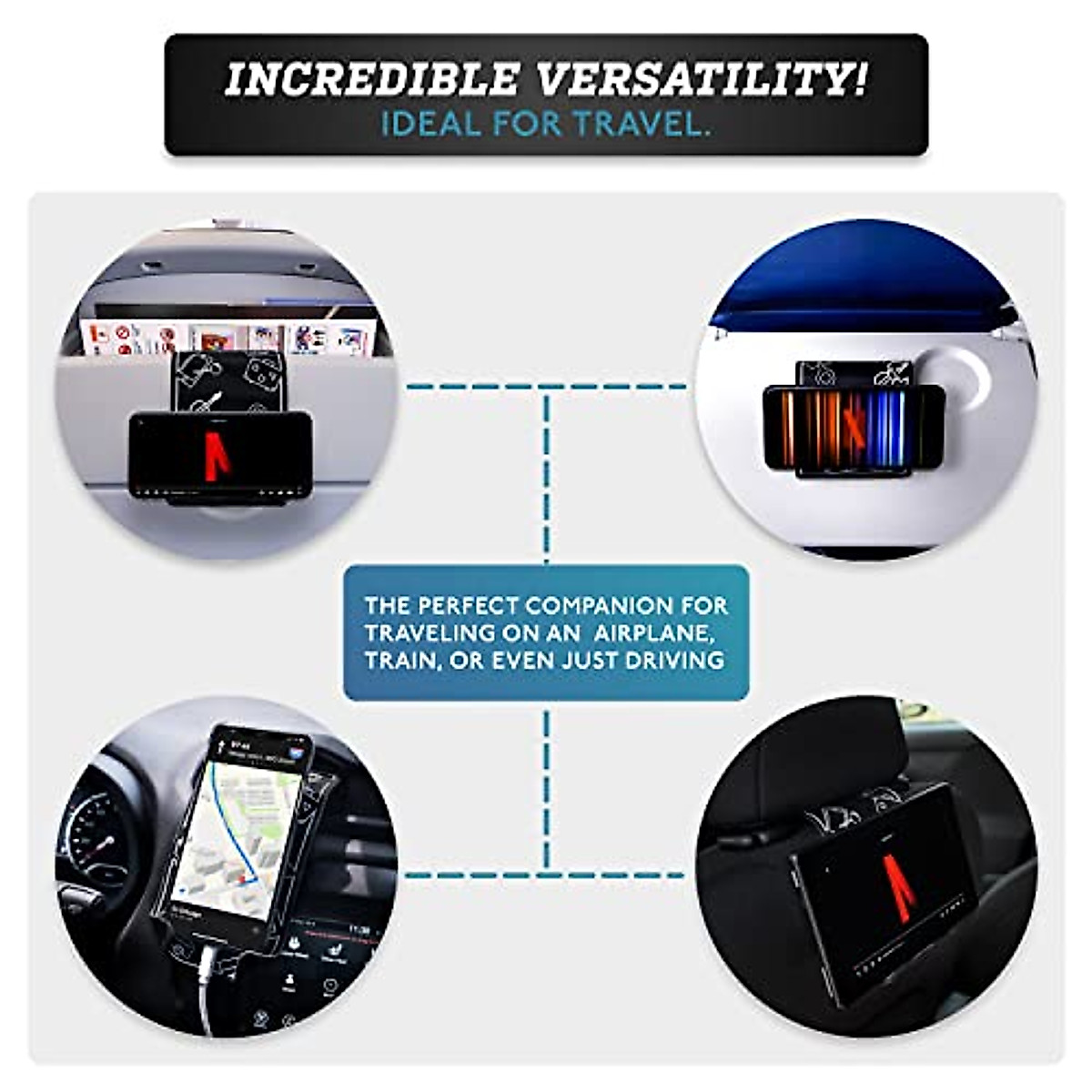 Airplane Travel Essentials for Flying Flex Flap Cell Phone Holder & Flexible Tablet Stand for Desk, Bed, Treadmill, Home & In-Flight Airplane Travel Accessories - Travel Must Haves Cool Gadgets (Pro)