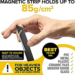Flexible Magnetic Tape - 1/2 Inch x 10 Feet Magnetic Strip with Strong Self Adhesive - Ideal Magnetic Roll Tape for DIY and Craft Projects - Sticky Magnets for Refrigerator and Dry Erase Board