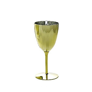 Efavormart Set of 6-8Oz - Gold Metallic Premium Disposable Wine Glasses, Stemmed Wine Goblets for Wedding, Outdoor Receptions, Banquets, Holiday Dining