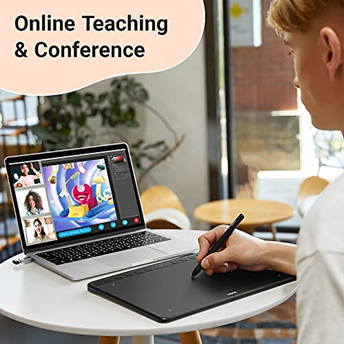 UGEE S1060W Wireless Graphic Drawing Tablet, 10X6.27 Digital Art Pen Tablet with 12 Shortcut Keys,Battery-Free Pen 8192 Pressure Compatible with Android, Windows, MAC OS, Chrome OS,Linux