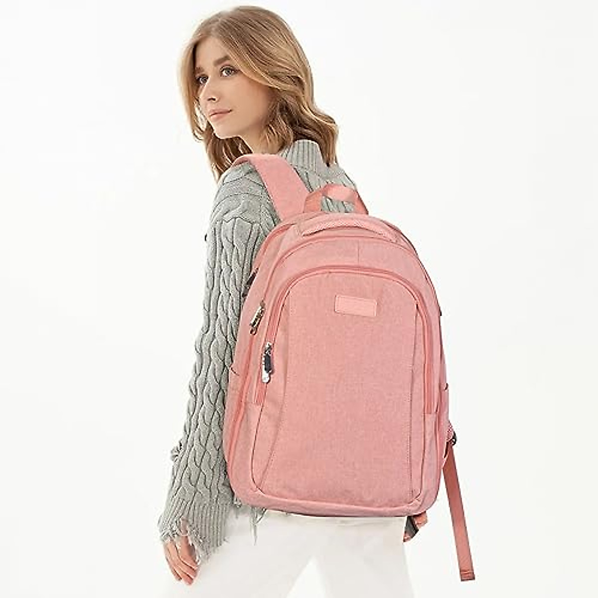 Lekakii Large Travel Backpack with Shoe Pouch, Waterproof Backpack for Traveling On Airplane, 40L Personal Item Travel Bag for Men Women Pink