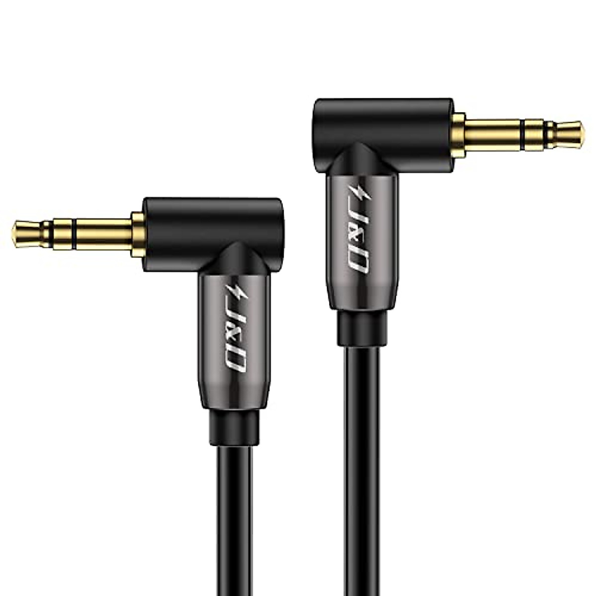 J&D Gold Plated 3.5mm Stereo Audio Aux Cable 90 Degree Right Angle Compatible for Galaxy, Speakers and All Other Devices, 15 Feet